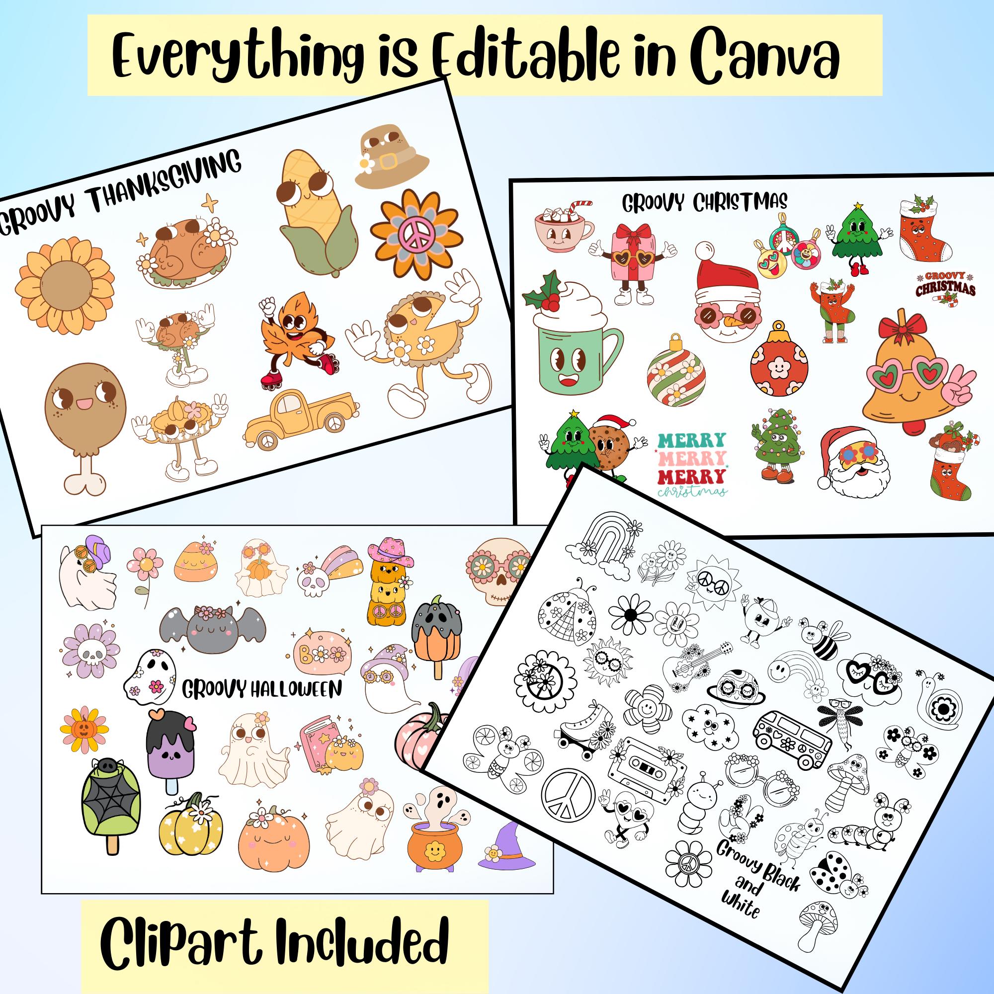 Groovy Holiday Classroom Decor Digital Editable Bundle | Holiday ...