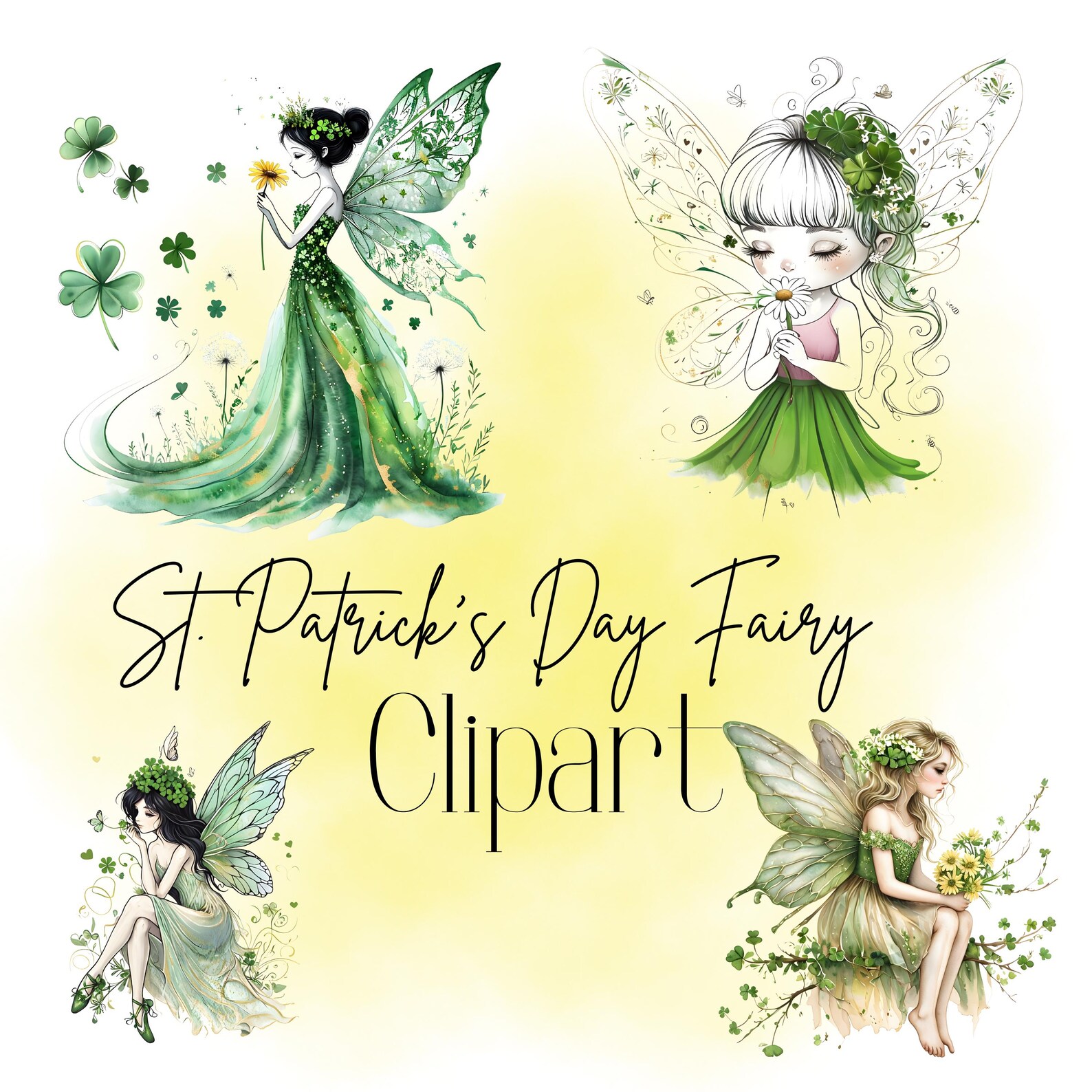 St Patrick's Day Fairy Clipart | Cute Fairies | St Paddy's Day | St ...