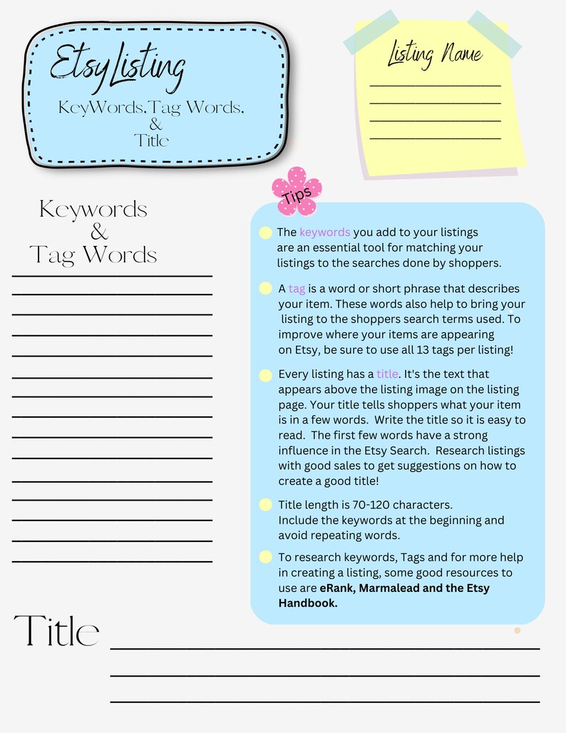 Etsy Checklist Step by Step Guide How to Make an Etsy Listing for New ...