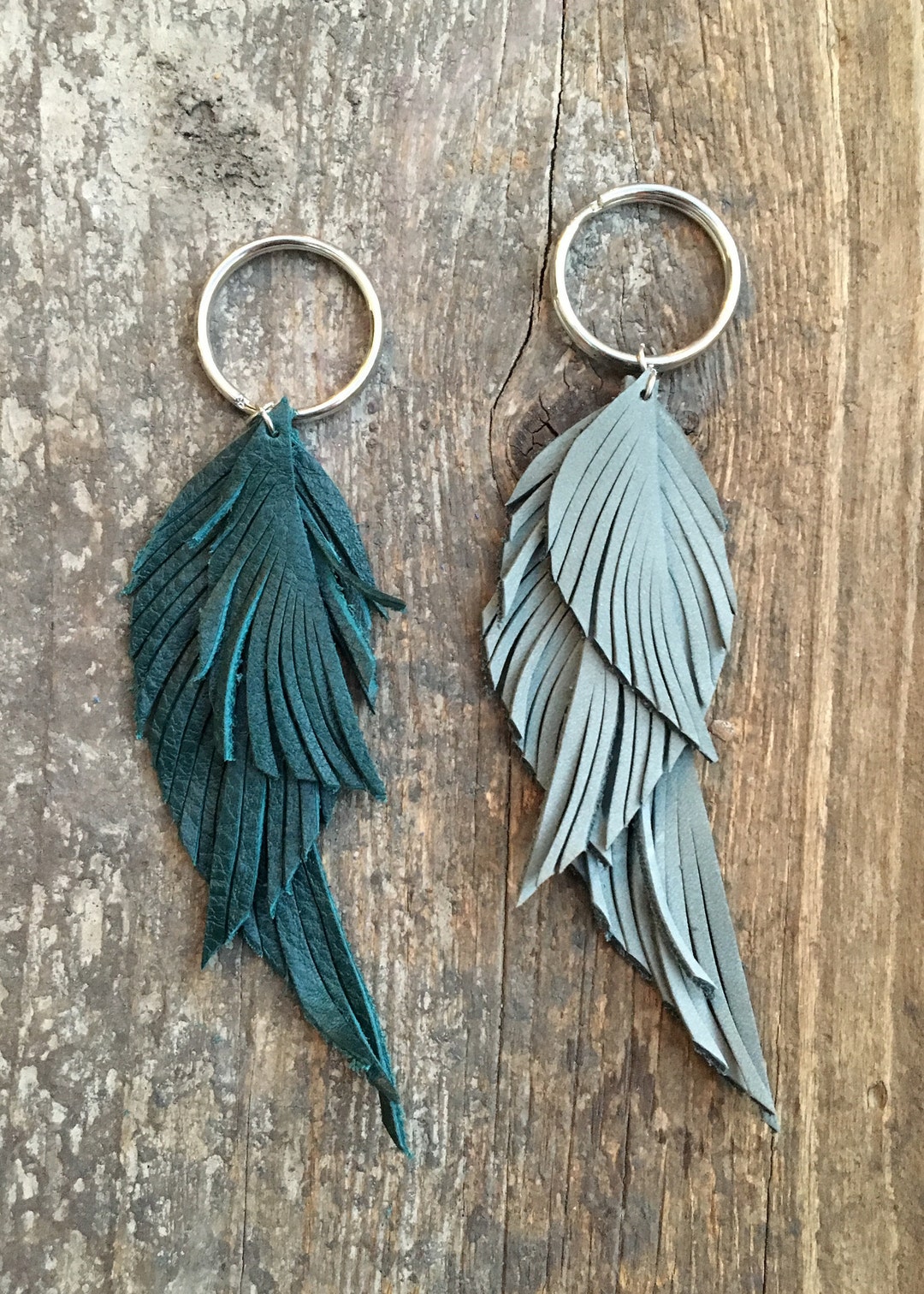 Upcycled Leather Feather Keychain - Etsy