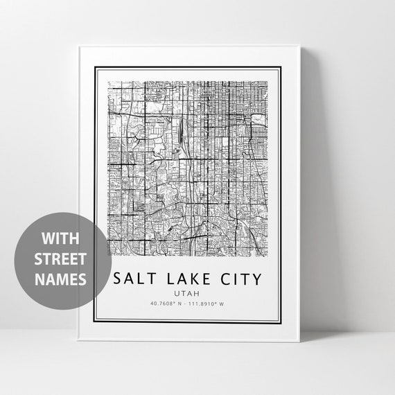 Salt Lake Map Print Salt Lake City Road Map DIGITAL - Etsy