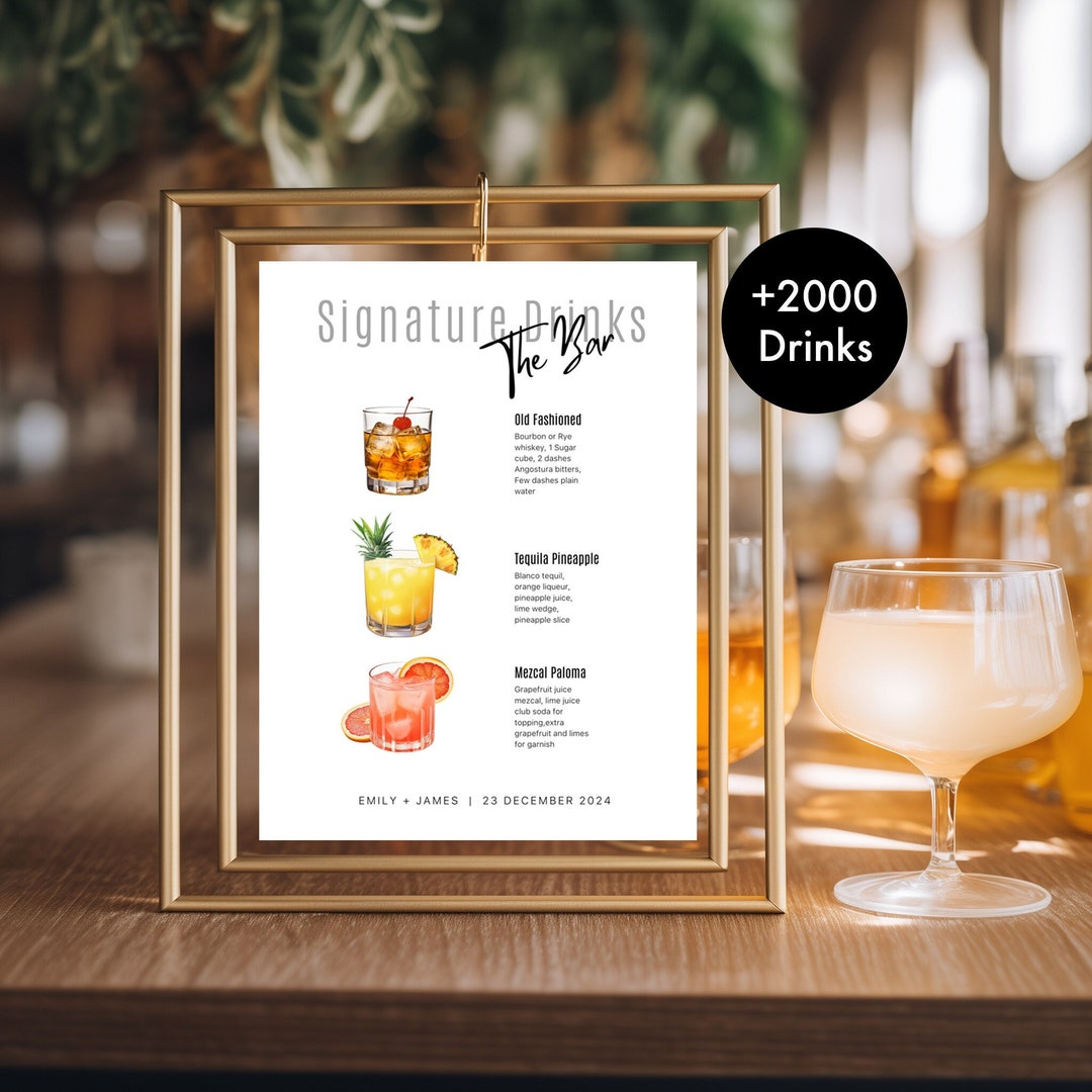 Bar Menu Template Modern Drink Menu Template Printable Bar Menu Bar ...