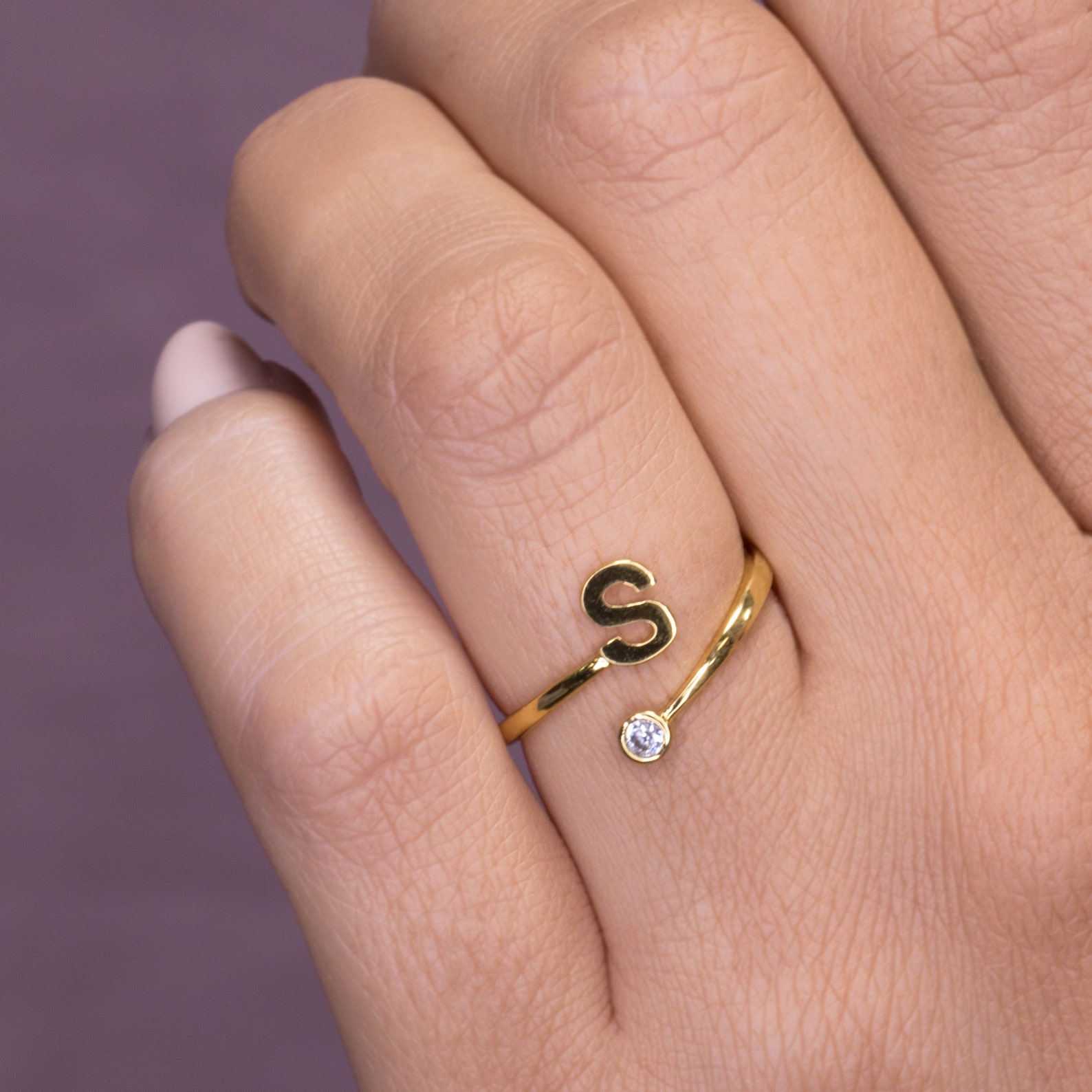 Name Ring Initial Letter Ring Adjustable Alphabet Ring Etsy