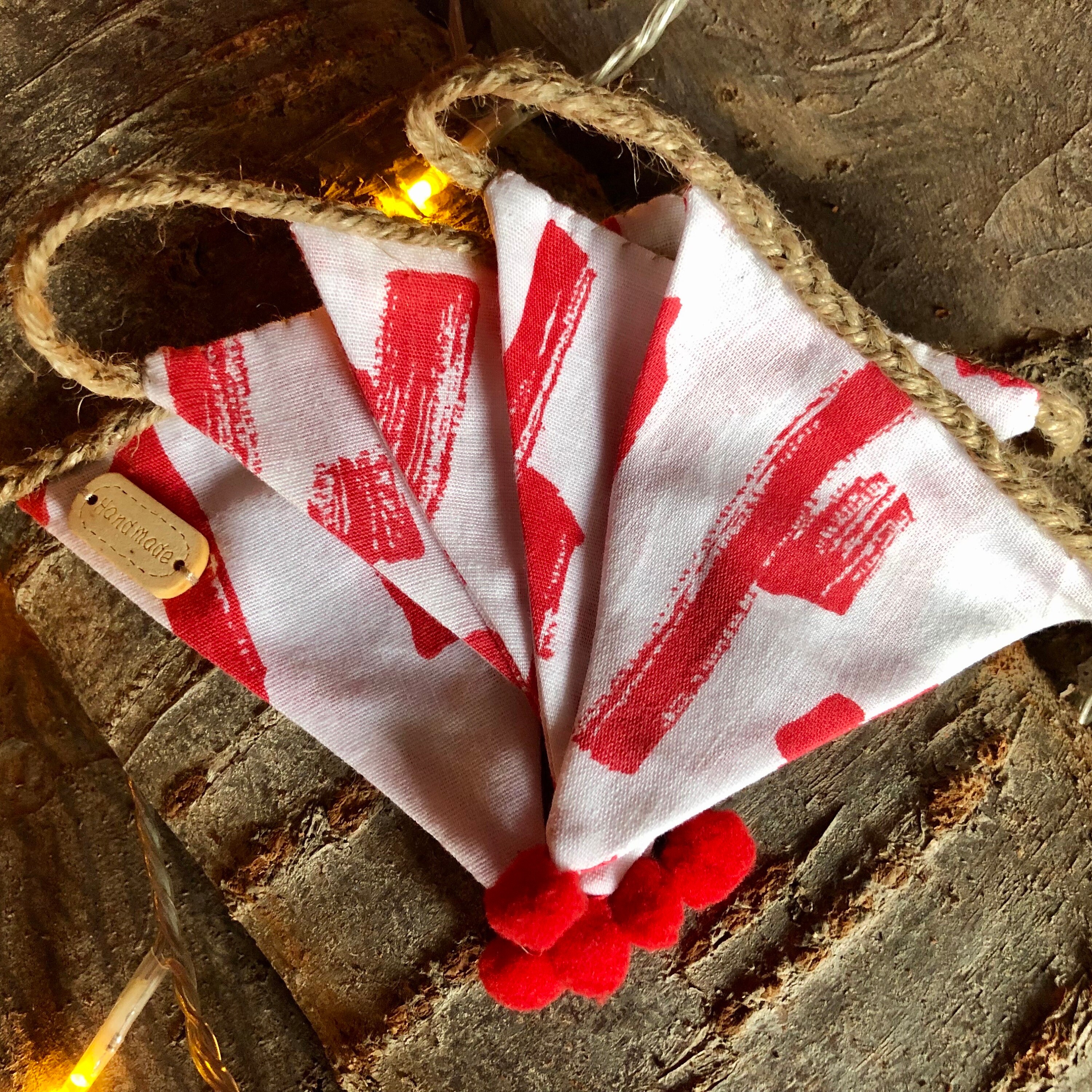 Christmas Festive Mini Bunting - Handmade Upcycled Fabric - Etsy UK