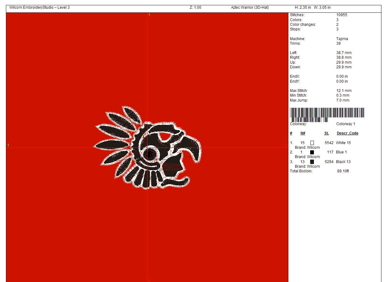 Aztec Team 3D Puff Embroidery Logo - 3 Sizes (6 Formats) Ideal for Caps ...