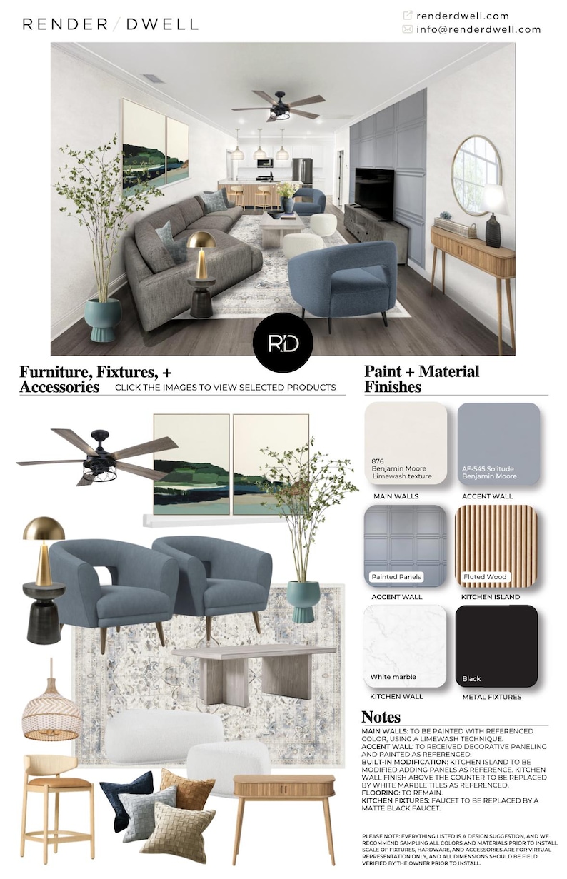 Interior Design Package | Free Revision Included | Calm + Coastal Home ...