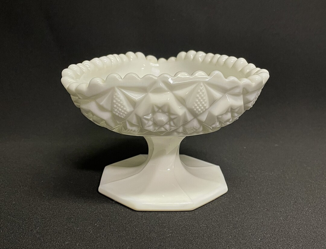 Milk Glass Sawtooth Edge Candy Bowl - Vintage White Pedestal Dish - Etsy