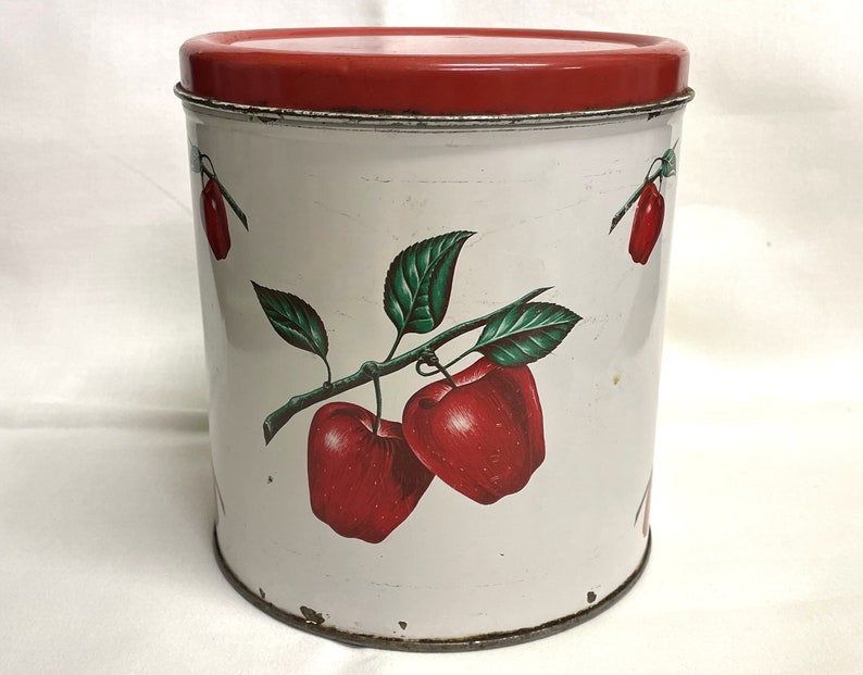 Vintage Farmhouse Canisters 1950s Metal Apple Canister - Etsy