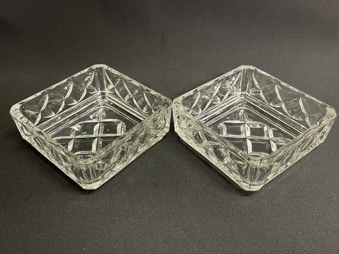 Square Crystal Olive Dishes - Glass Appetizer Serving Set - Etsy