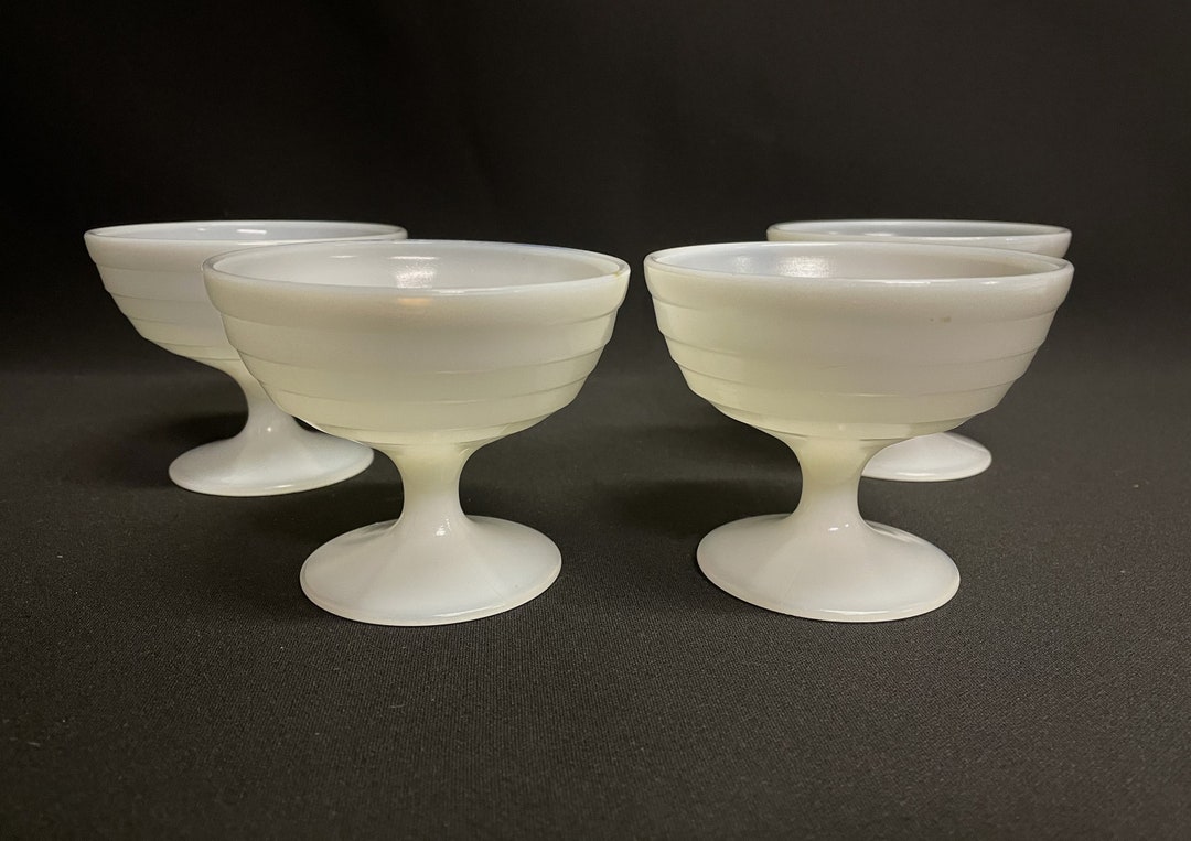 Vintage Milk Glass Parfait Cups - Hazel Atlas Dessert Bowls - Etsy