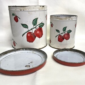 Vintage Farmhouse Canisters - 1950s Metal Apple Canister - Etsy