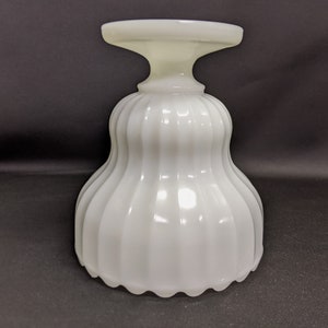Vintage Milk Glass Fluted Compote - Large White Ribbed Urn Vase - Etsy