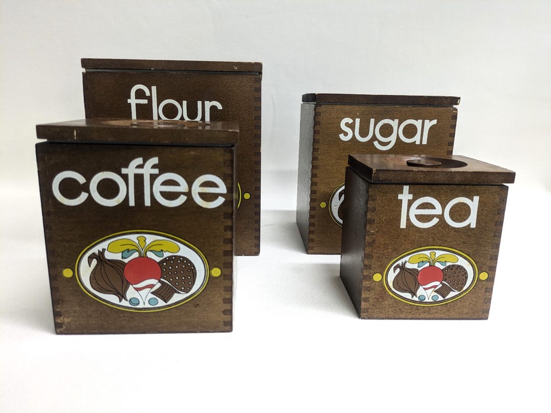 Farmhouse Wood Canister Set - Wooden Kitchen Containers - Etsy