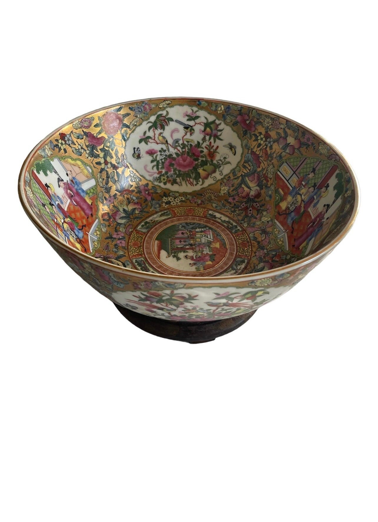 Antique Rose Medallion Punch Bowl on Stand - Etsy