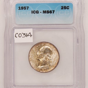 1957 Washington Silver Quarter, ICG MS67 , Graded in Holder, American ...