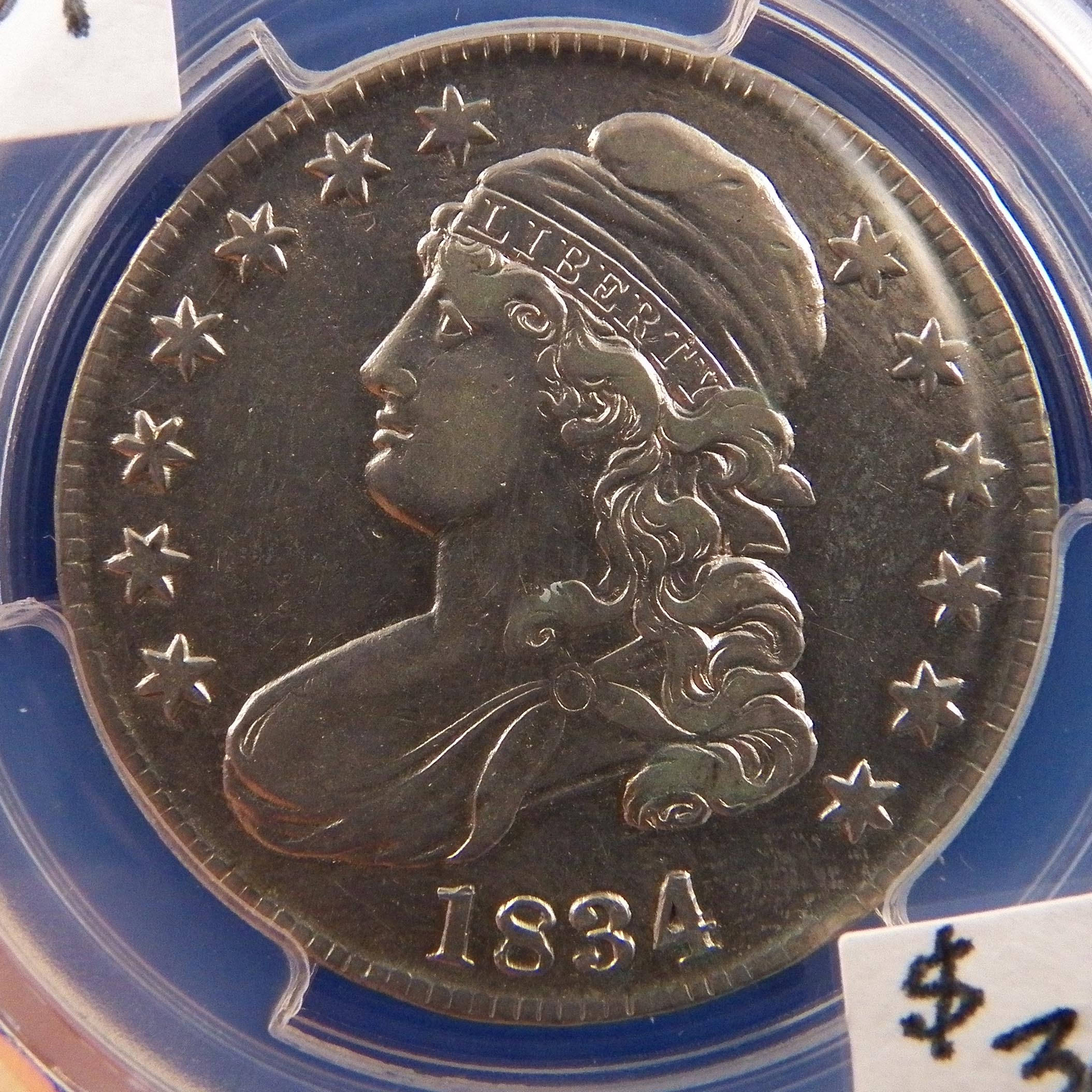 1834 Capped Bust, Large Date, Large Letter, Silver Fifty Cent Coin ...