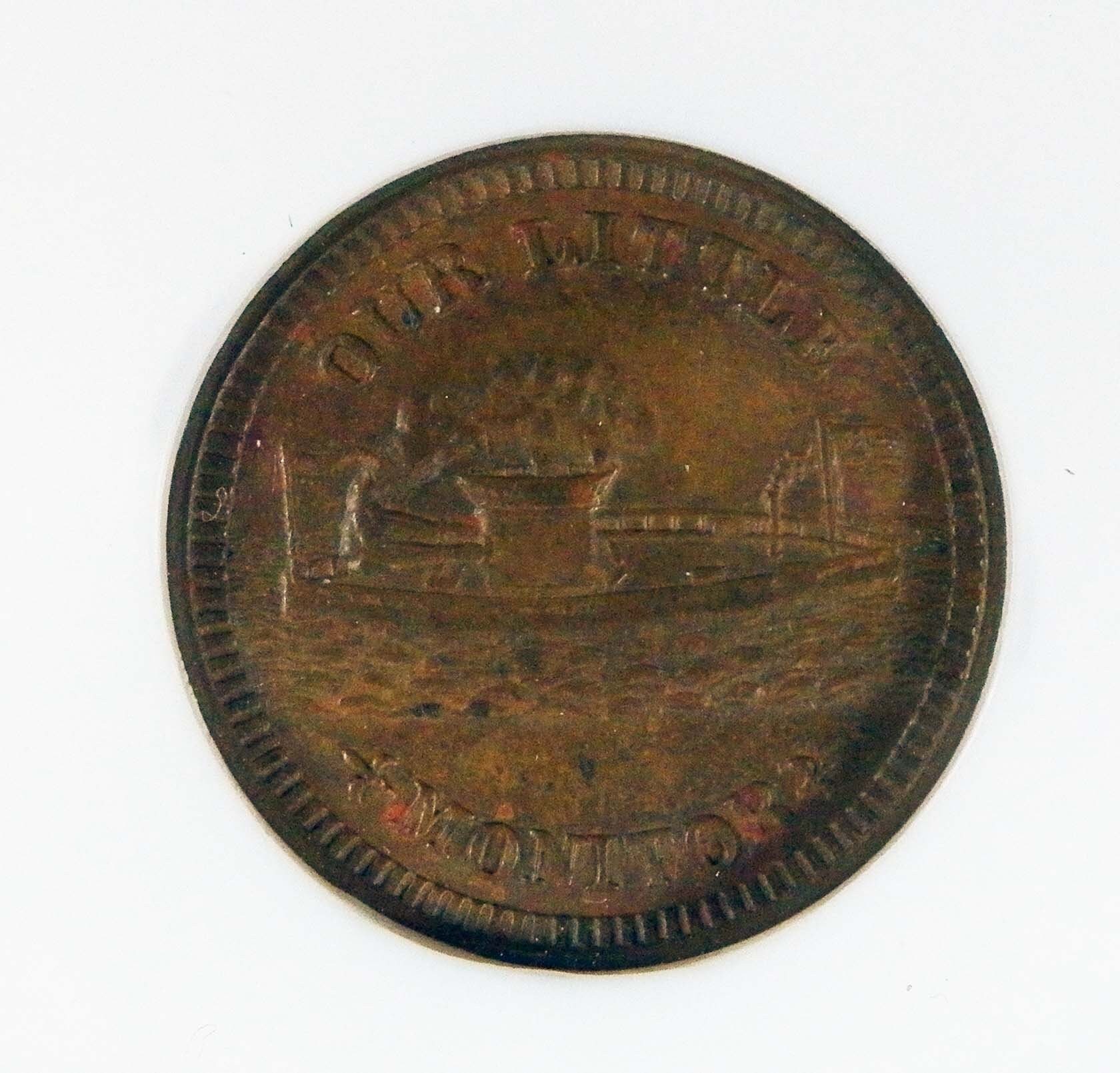 1863 Civil War Token,little Monitor,ngc MS63 BN. Graded in Holder ...