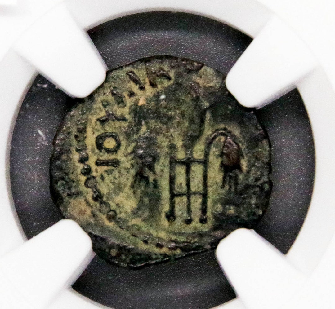 Pontius Pilate, Prutah, NGC Ch F Tiberius, AD29/30 Time Christ ...