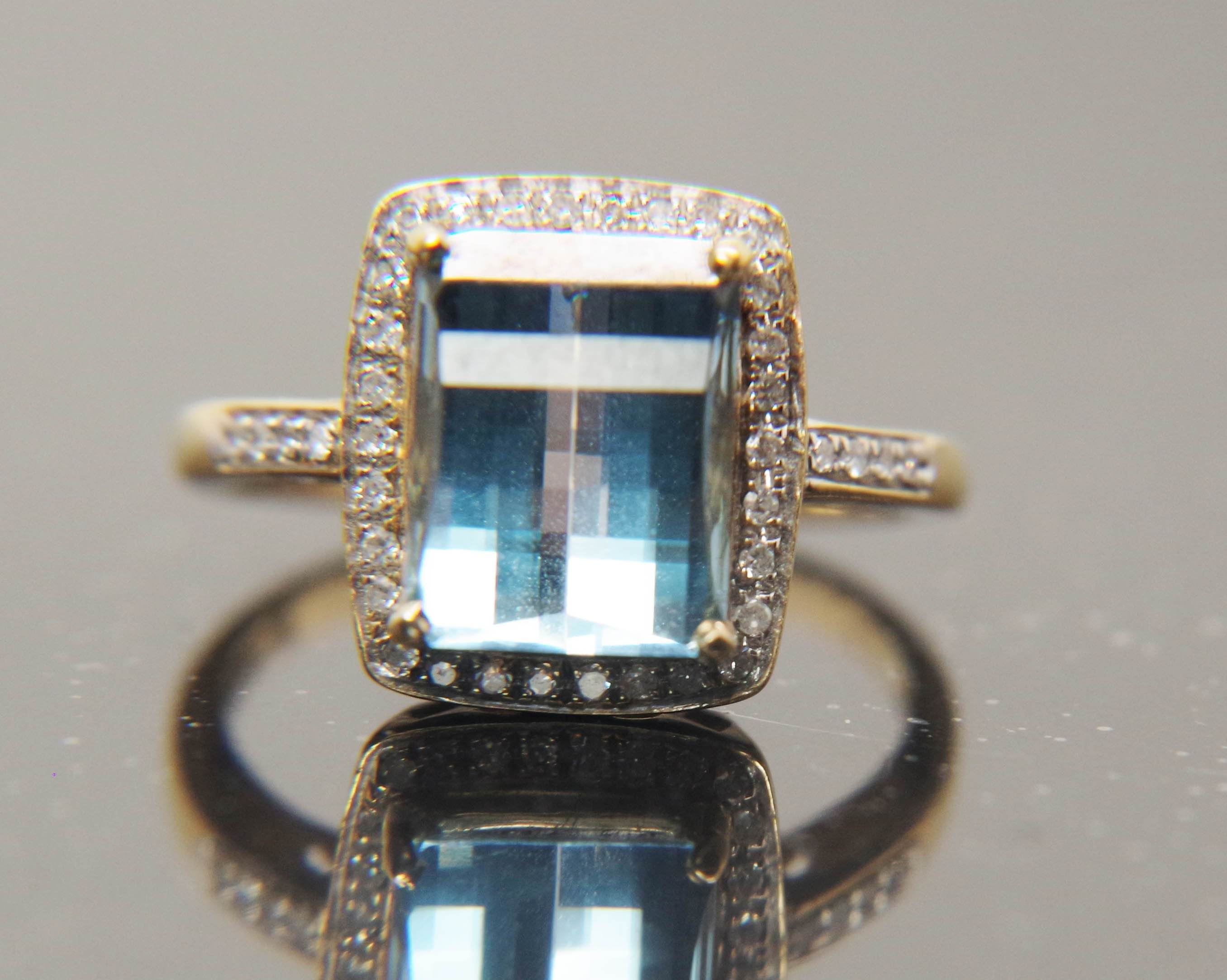Bar Cut Blue Topaz Ring 3.89 Carat 14k Yellow Gold O.27 - Etsy