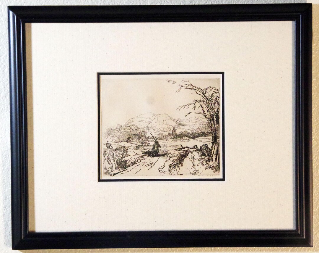 1880 Etching, Rembrandt 1606 1669 Etching, the Huntsman, Etchings & Etchers, Matted, Framed, COA ...
