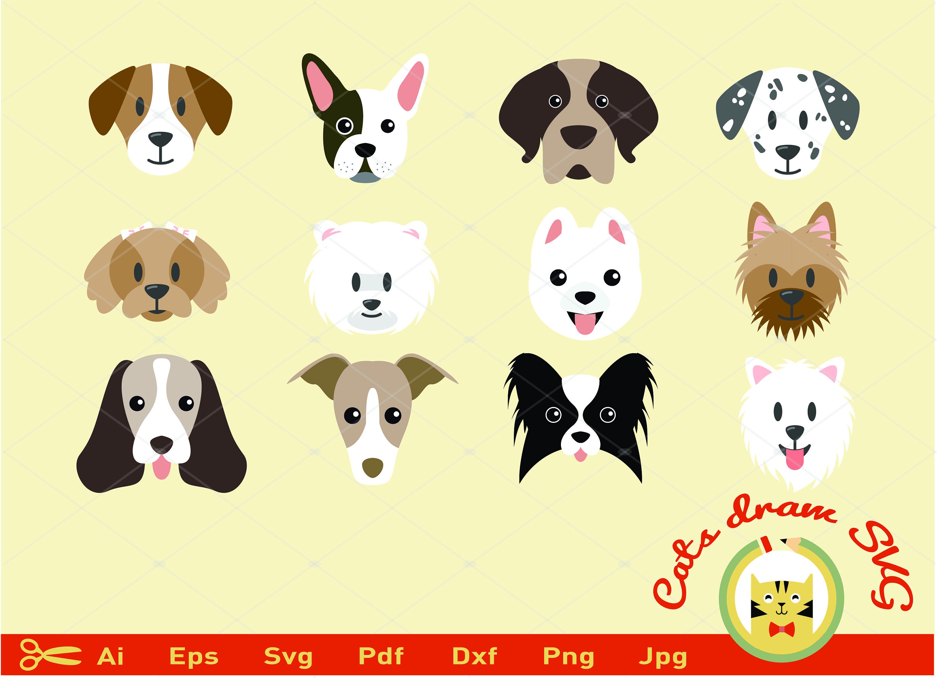 perros svg perritos svg file AI EPS Svg Pdf Dxf Png Jpg | Etsy