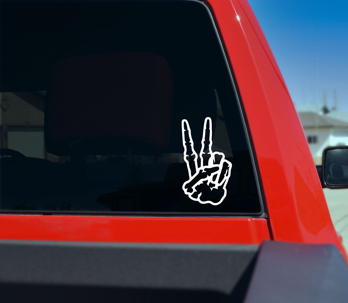 DECAL [peace Skull Fingers] Vinyl Decal | Tattoo Decal | Skull Decal ...