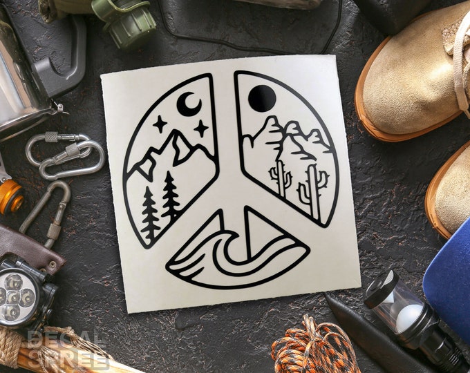 DECAL elemental Peace Vinyl Decal Mountain Decal Peace Decal Car Window ...