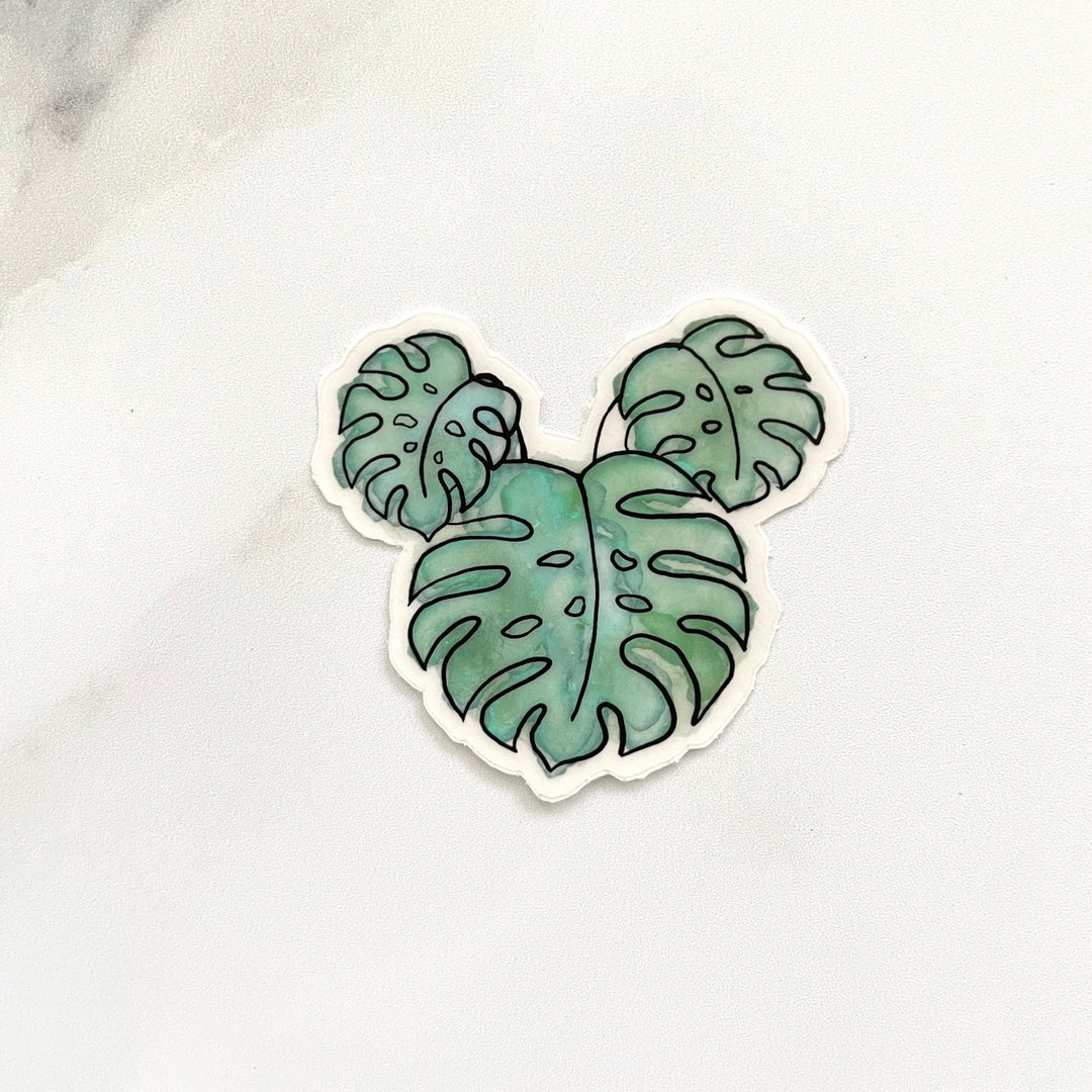 Mickey Plant Monstera Succulent Disney Watercolor Sticker Laptop Bullet ...