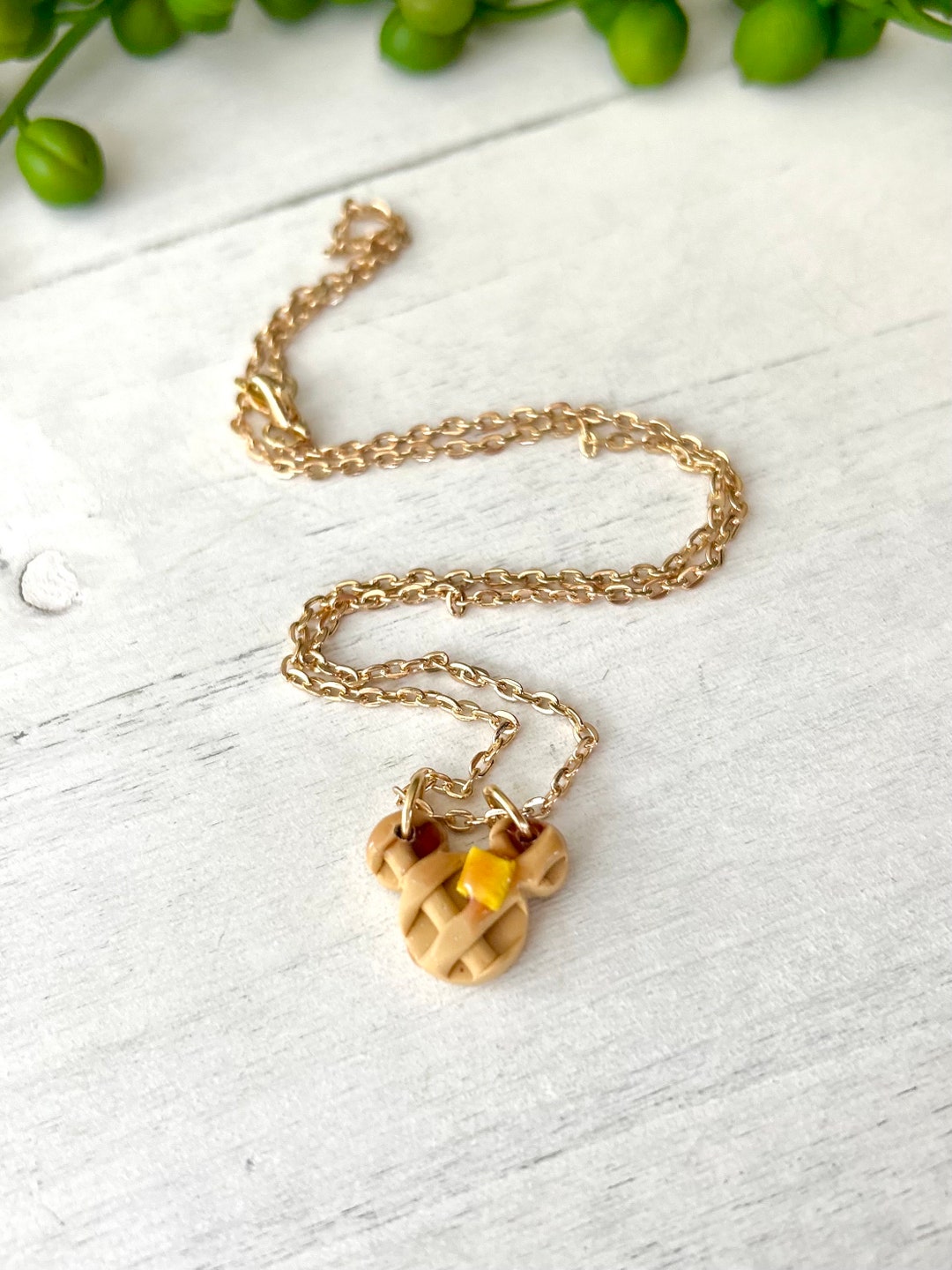 Mouse Waffle Clay Gold Necklace Small - Etsy