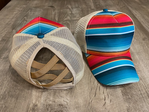 Serape Print Pony Tail Hat - Etsy