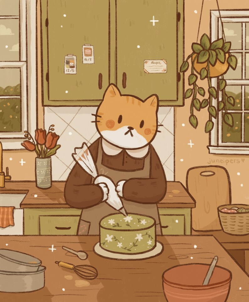 Cottagecore Cat Art Prints 5.75x7.25 - Etsy