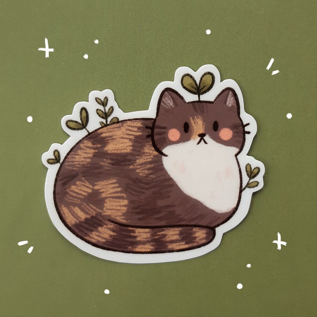 Sprout Cat Vinyl Sticker - Etsy