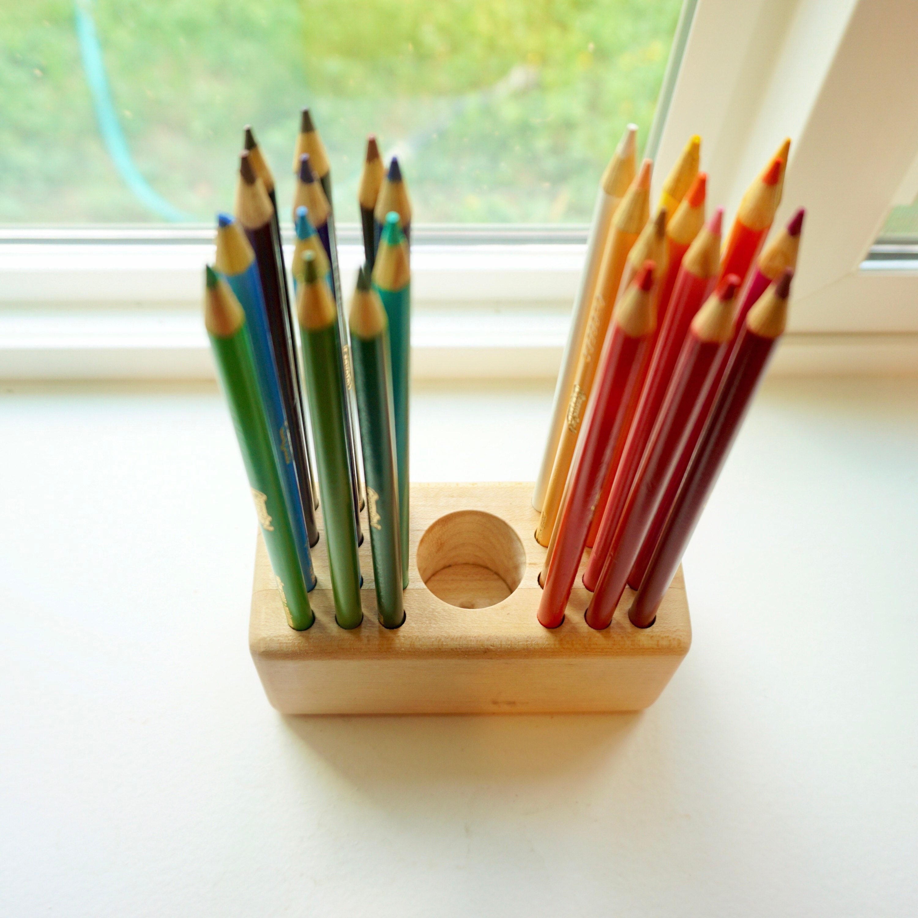 Colored Pencil Holder and Display Solid Maple Handcrafted - Etsy