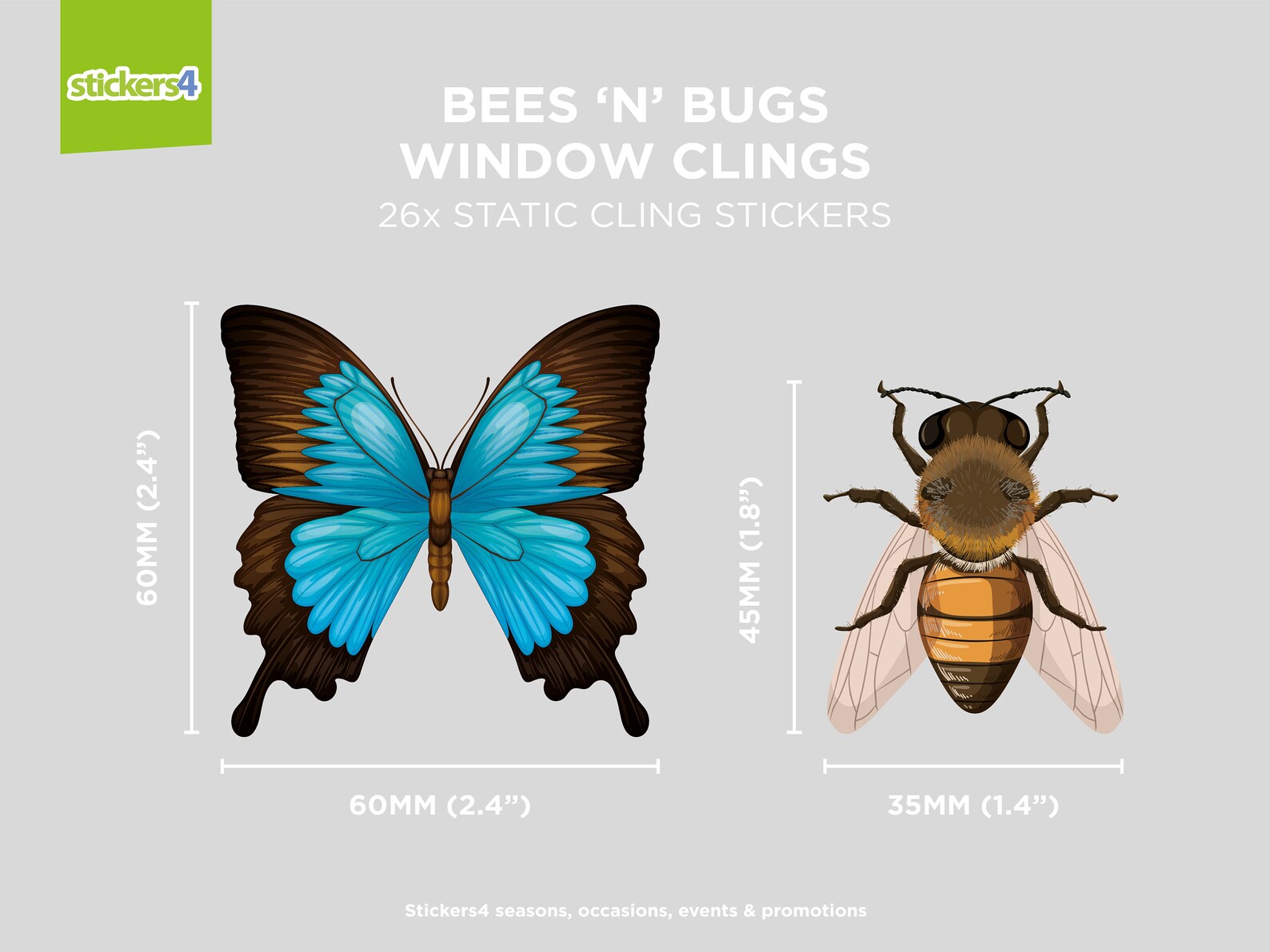 Bees 'N' Bugs DOUBLE SIDED Window Cling Stickers - Etsy UK