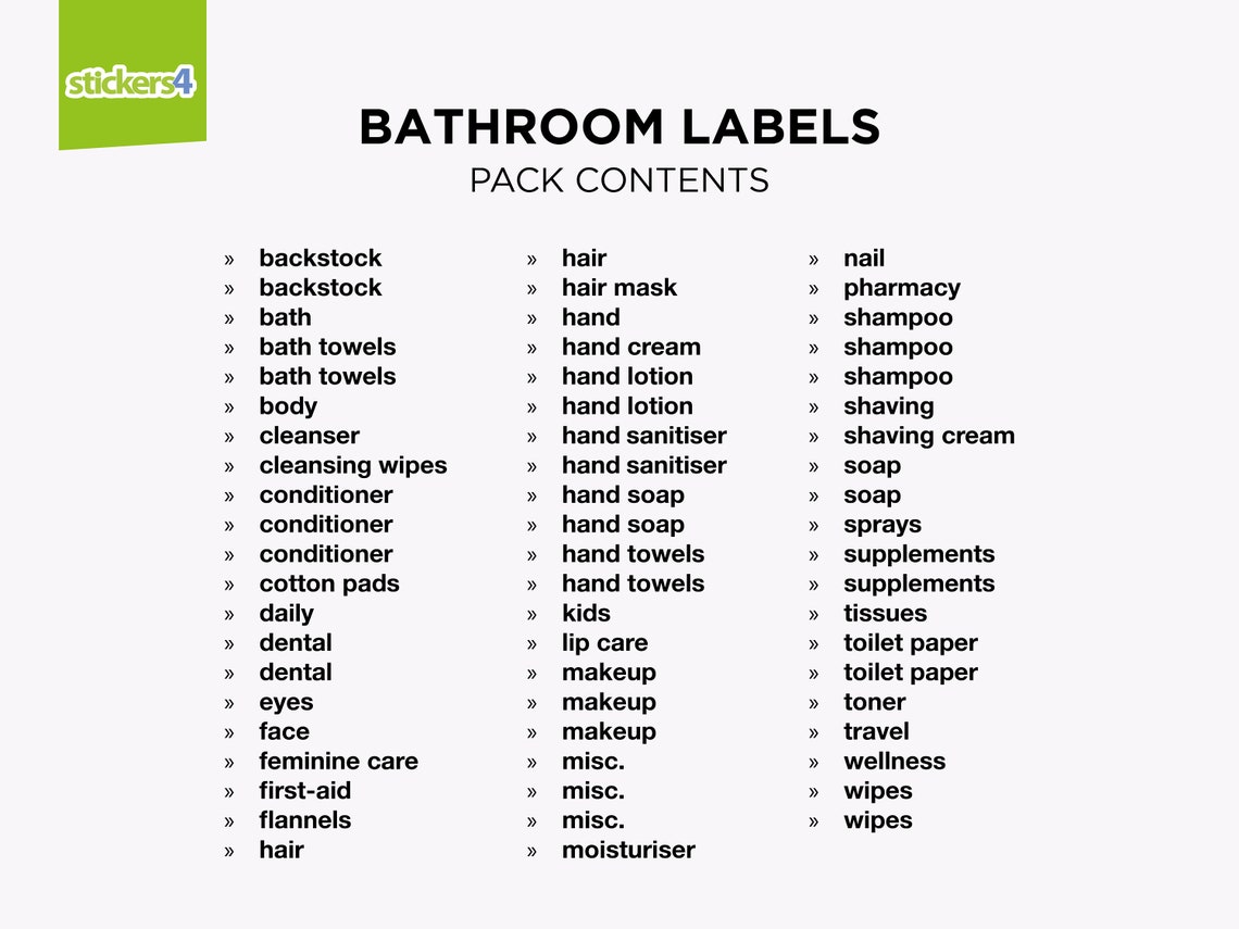 Bathroom Script Font Labels: Home Edit Style, Water Resistant - Etsy