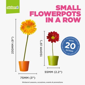 Flower Pots Window Stickers - 10 Individual Colourful Flowers in Pots ...