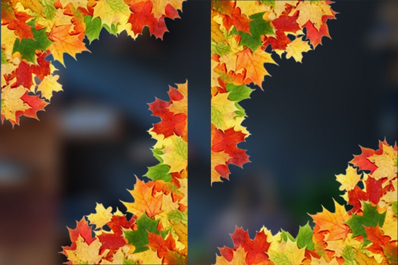 Photorealistic Autumn Leaves Corners Shop Window Stickers set | Etsy