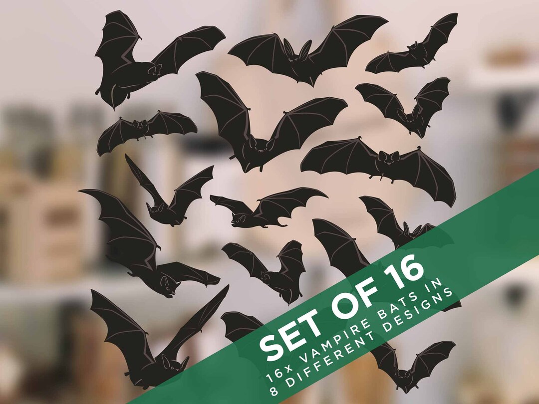 Vampire Bat Window Clings: Halloween Reusable Decorations, Set of 16 - Etsy