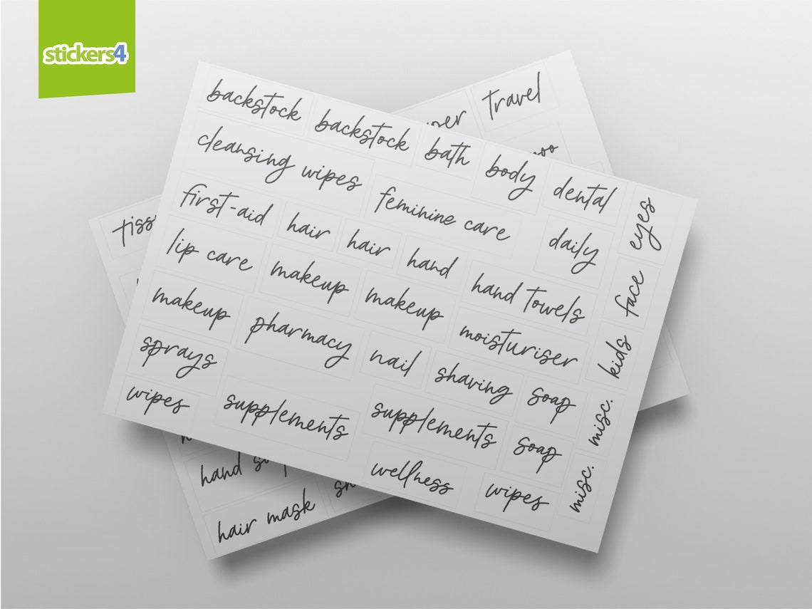 Bathroom Script Font Labels: Home Edit Style, Water Resistant - Etsy