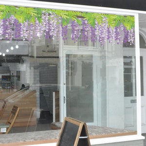 Wisteria Floral Border Double-sided Window Cling Sticker for Large ...