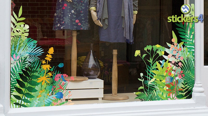 Jungle Foliage Floral Spring & Summer Window Cling Sticker | Etsy