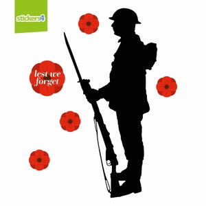Soldier Silhouette With Poppies - Remembrance Day Window Decoration - Etsy