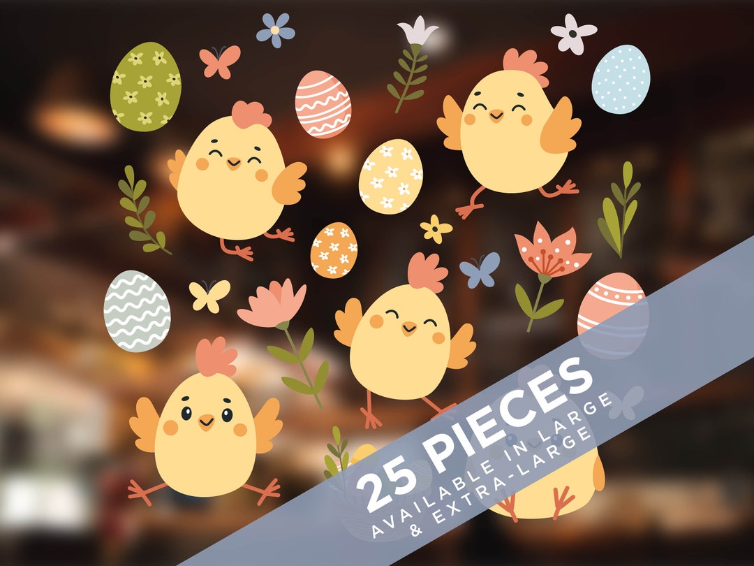 Cute Easter Chicks Window Stickers, Easter Window Decoration, Window ...