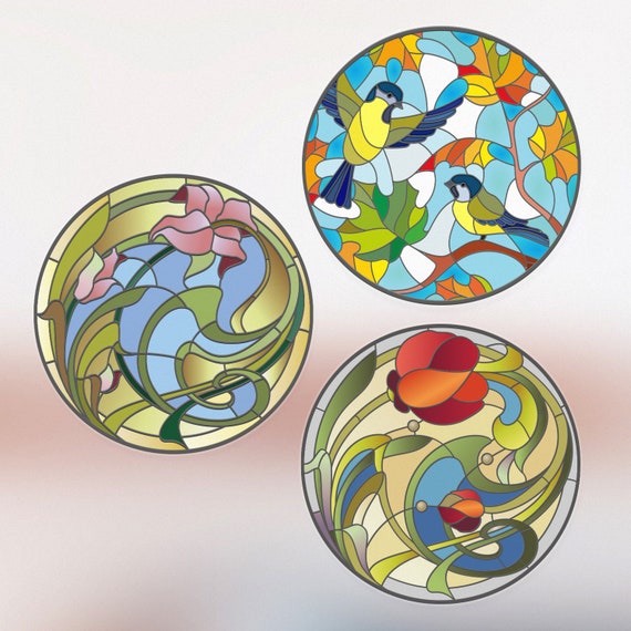 Small Stained Glass Window Stickers Beautiful Decorative - Etsy