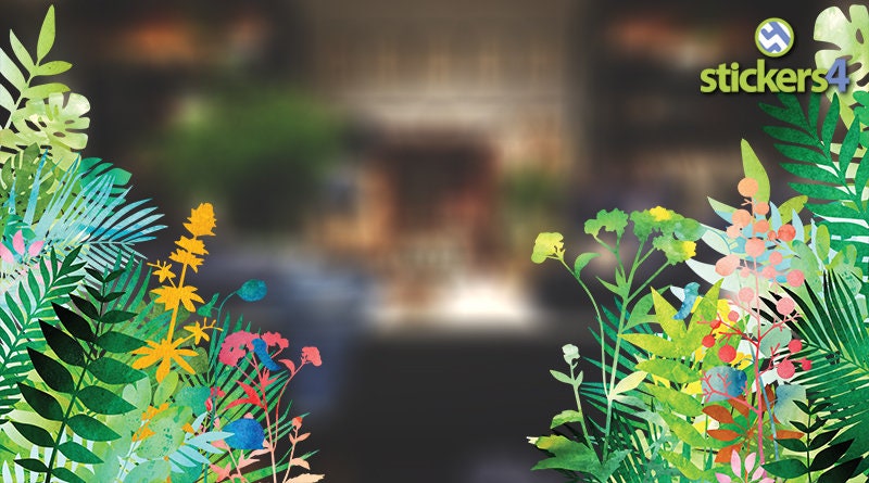 Jungle Foliage Floral Spring & Summer Window Cling Sticker | Etsy