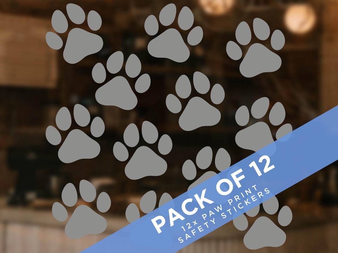 Paw Print Safety Stickers: Frosted Glass Clings (pack of 12) - Etsy