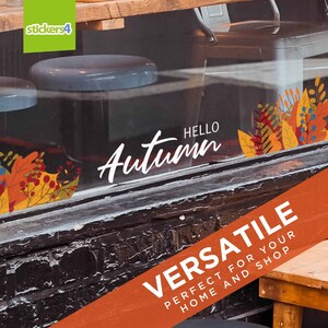 Hello Autumn Script With Foliage Window Stickers - Etsy