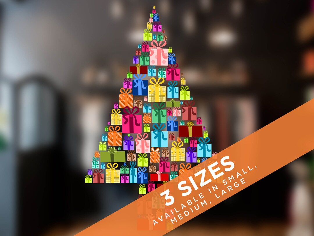 Christmas Present Tree Double-sided Window Cling Sticker - Etsy UK