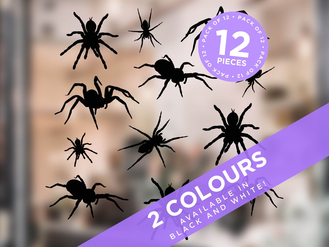 Pack of 12 Halloween Spider Window Stickers (white or Black) - Etsy