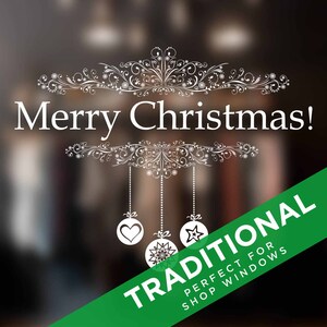 Merry Christmas With Decorations Window Cling Sticker Christmas Window ...